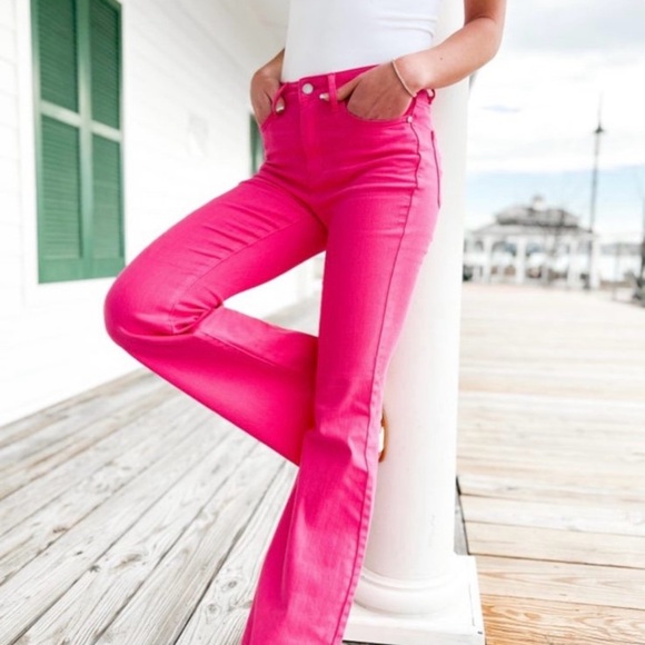 Judy Blue | Jeans | Judy Blue Hot Pink Flare Jeans Size 6w | Poshmark